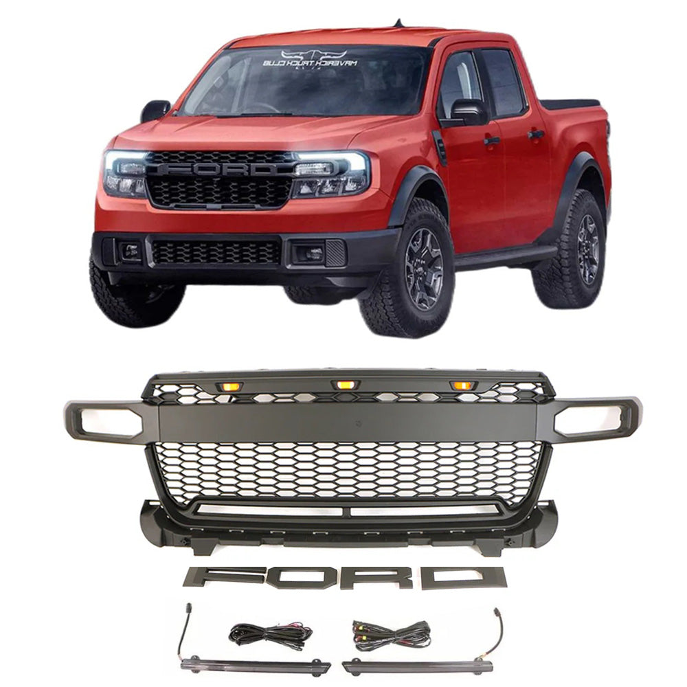 Black Front Grille for 2022 2023 2024 2025 Ford Maverick Grill with LE ...